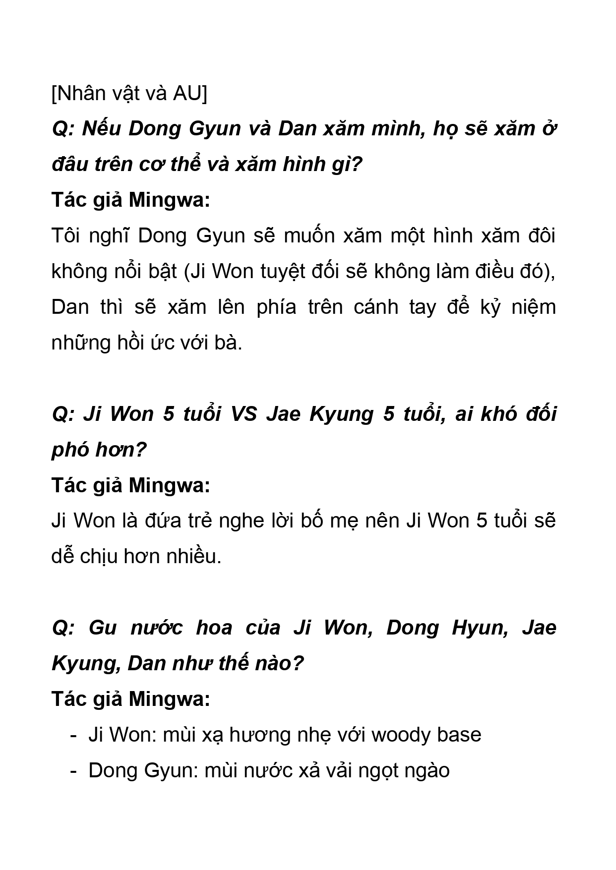 Truyện ĐIỀM RỦI chương Q&A của tác giả Mingwa với J-mee tại Roadsteam